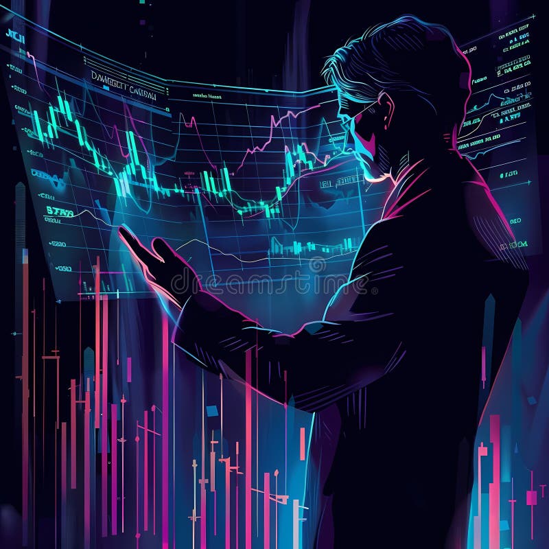 Neon Data Analytics AI Generative Stock Image - Image of glowing ...