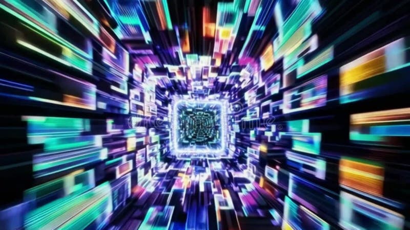 Neon Data Tunnel stock video. Video of blur, neon, blocks - 383423611
