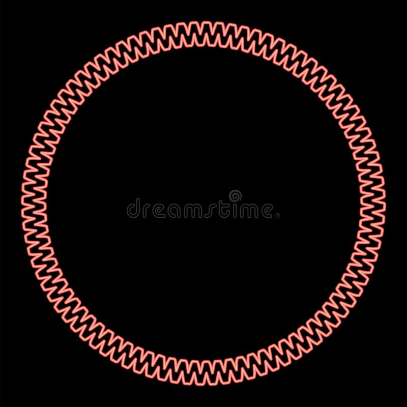 Neon Decoration Circle Decorative Line Art Frame Red Color Vector ...