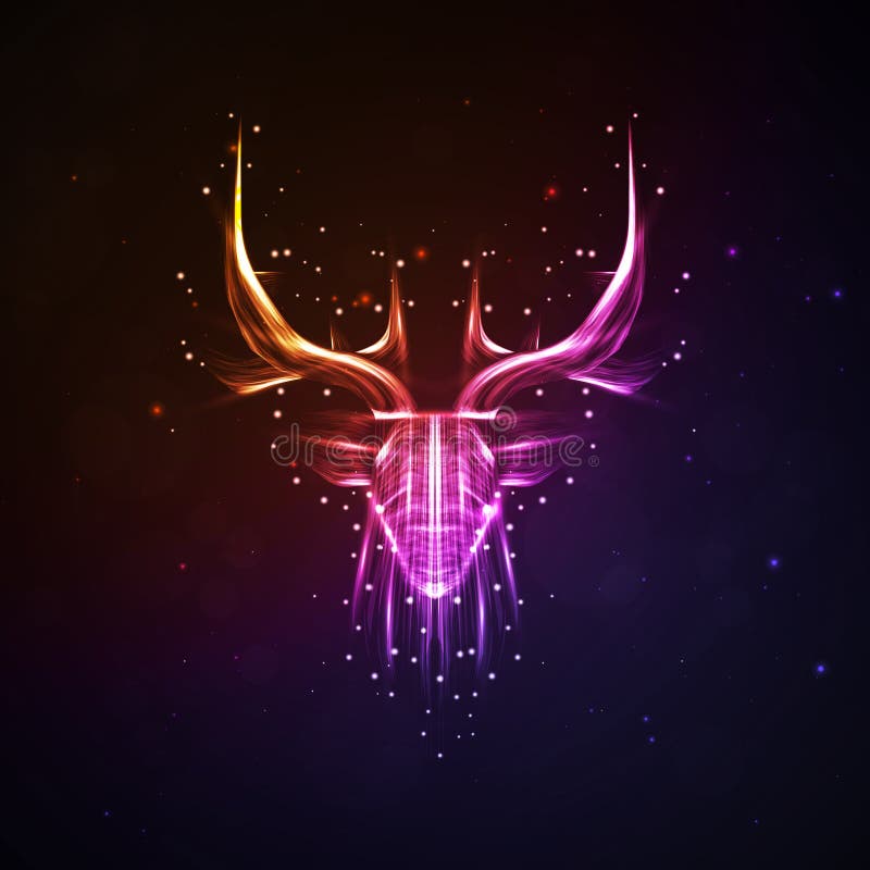 Neon deer head stock vector. Illustration of abstraction - 65629397