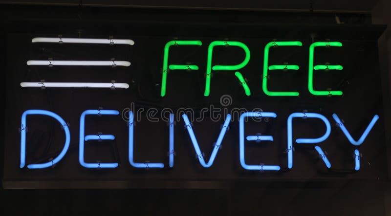 Neon Delivery Sign Window Retail Store Stock Photos - Free & Royalty ...
