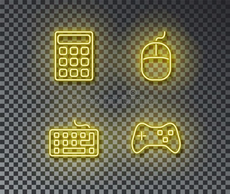 Neon Device Signs Vector Isolated on Brick Wall. Math Calculator ...