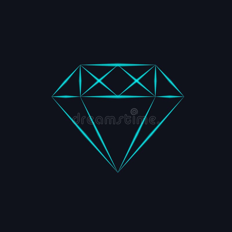 Neon diamond. stock vector. Illustration of decoration - 114364432