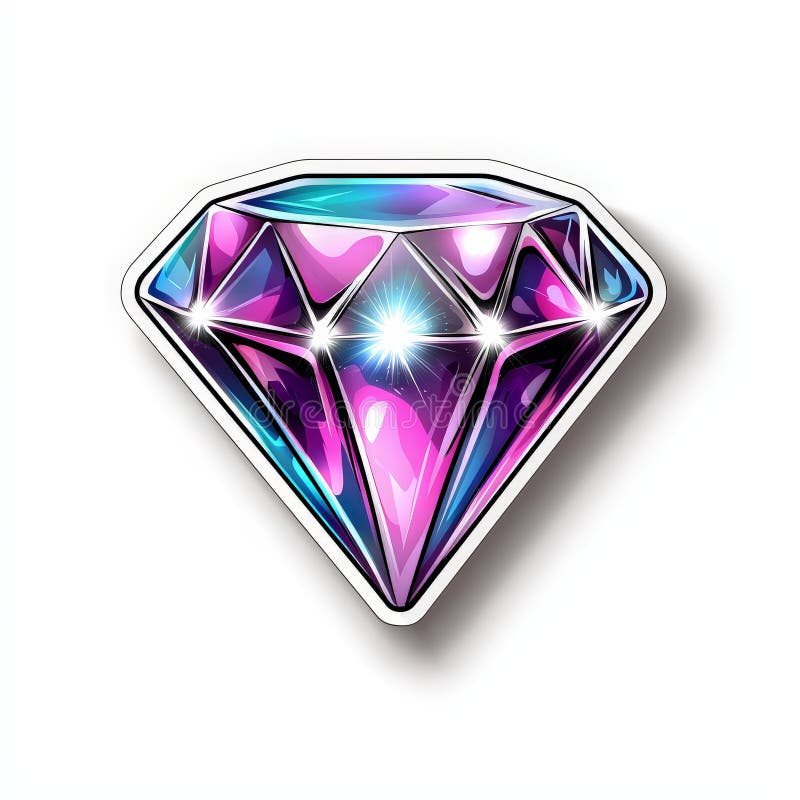 Neon Diamond Sticker Design for Digital Art Stock Illustration ...