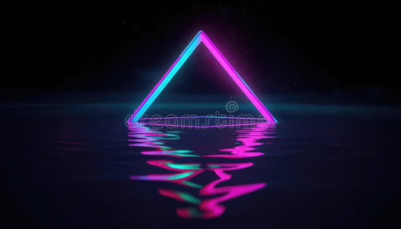 Neon Diamond in the Water at Night Stock Illustration - Illustration of ...