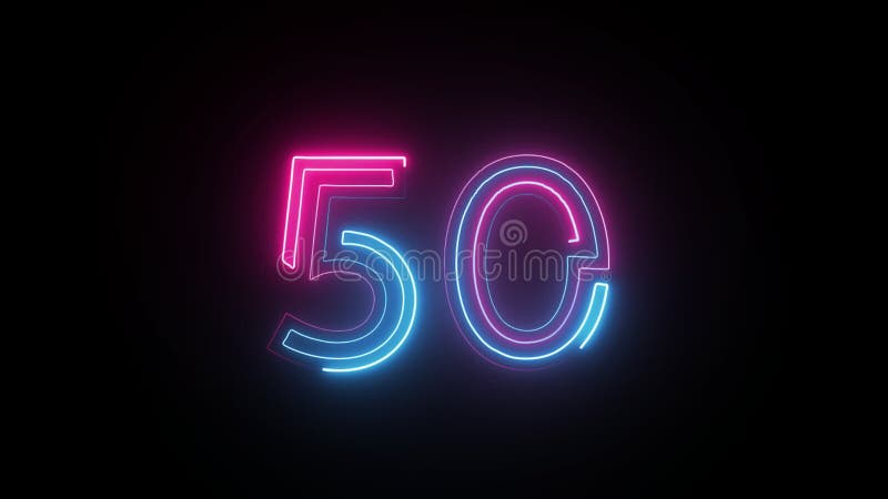 Neon Digit 50 with Alpha Channel, Neon Digits, Number Fifty Stock Video ...