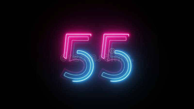 Neon Digit 55 with Alpha Channel, Neon Digits, Number Fifty Five Stock ...