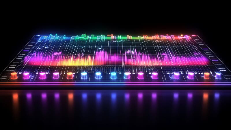 Neon Digital Audio Workstation Interface Display Stock Illustration ...
