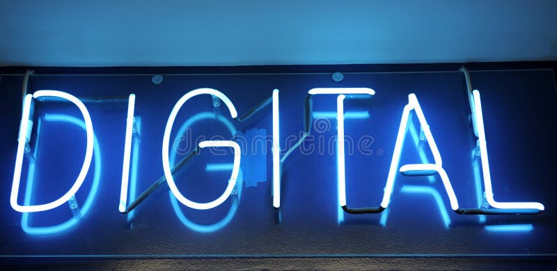 Neon Digital Sign stock photo. Image of sign, blue, electricity - 5851672