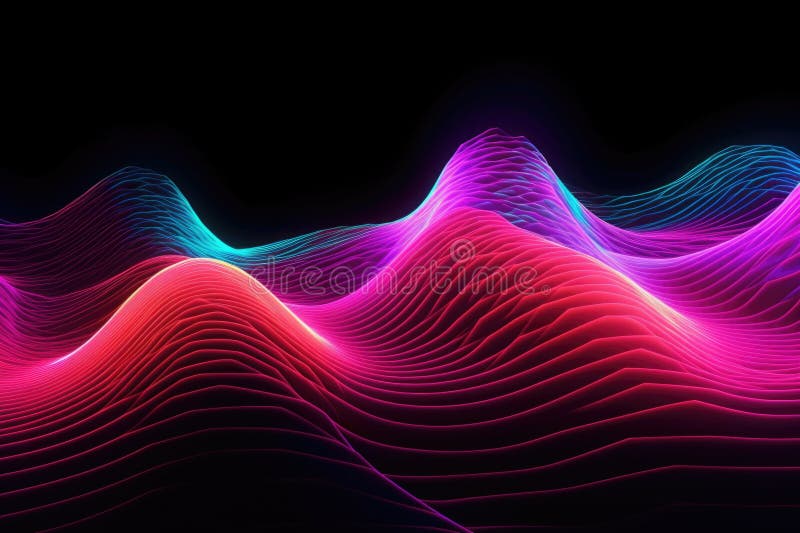 Neon Digital Wave Pattern in Motion Stock Illustration - Illustration ...