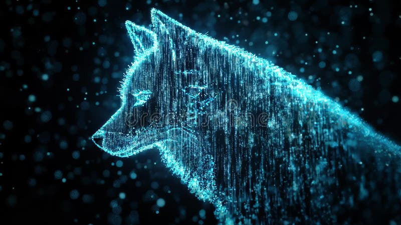 Neon Digital Wolf Seamless Loop Background with Particle Effects Stock ...