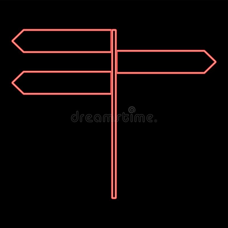 Neon Direction Sign Red Color Vector Illustration Flat Style Image ...