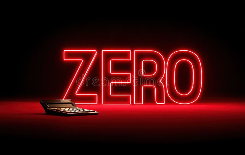 Neon Display with Calculator Featuring the Word Zero in Bold Red Light ...