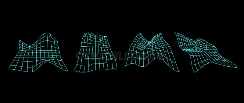 Distorted Perspective Grid Pack. Glitch Rectangle Plane Set. Wavy ...