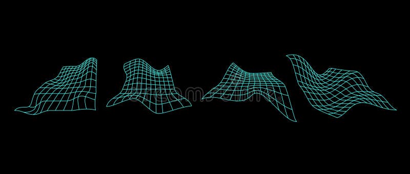 Neon Distorted Perspective Grid Pack. Glitch Rectangle Plane Set on ...