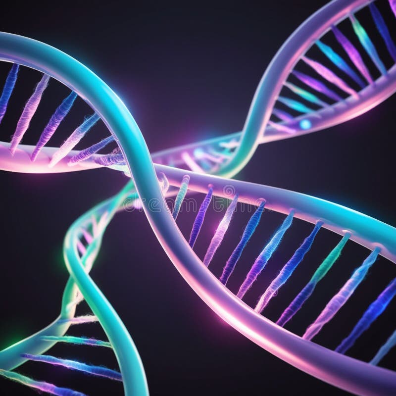 Neon DNA Structure. Long Structure Stock Illustration - Illustration of ...