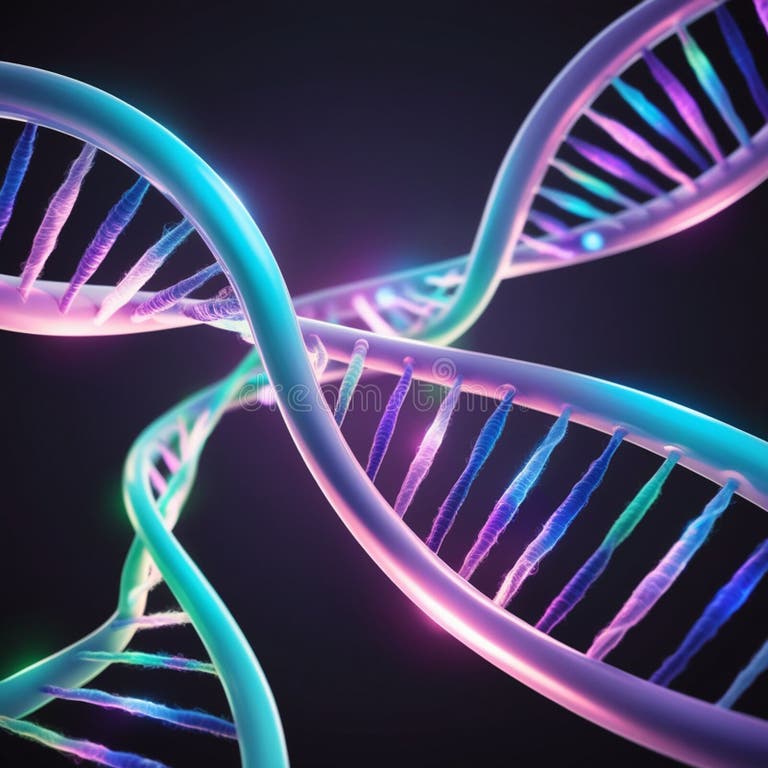 Neon DNA Structure. Long Structure Stock Illustration - Illustration of ...
