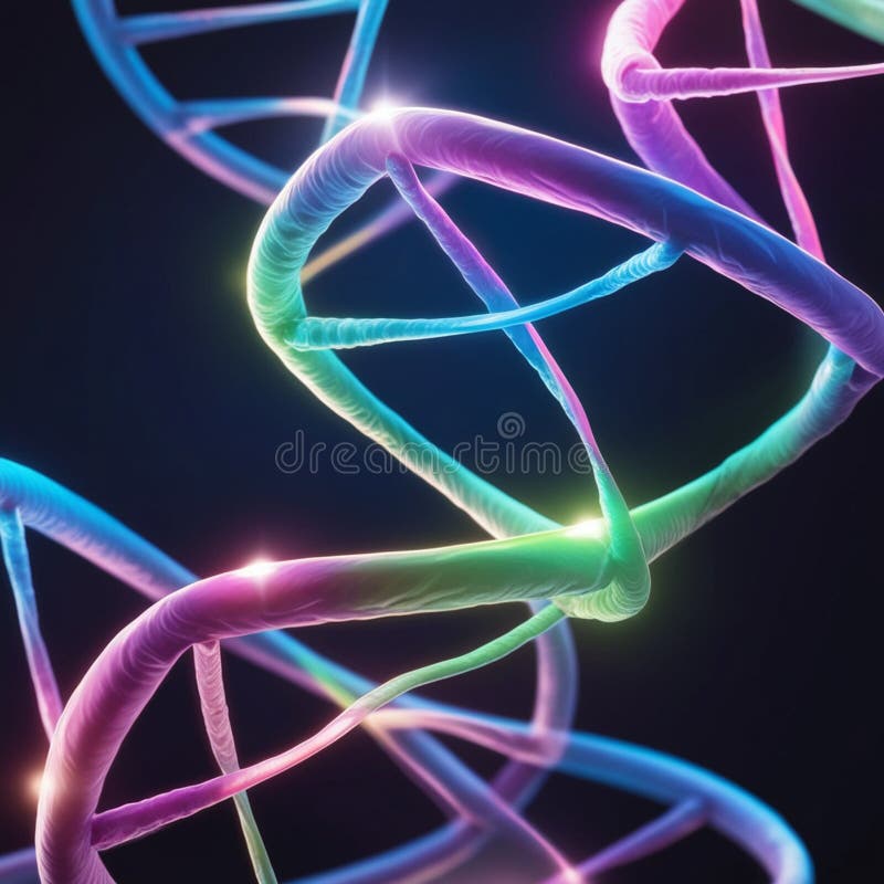 Neon DNA Structure. Long Structure Stock Illustration - Illustration of ...