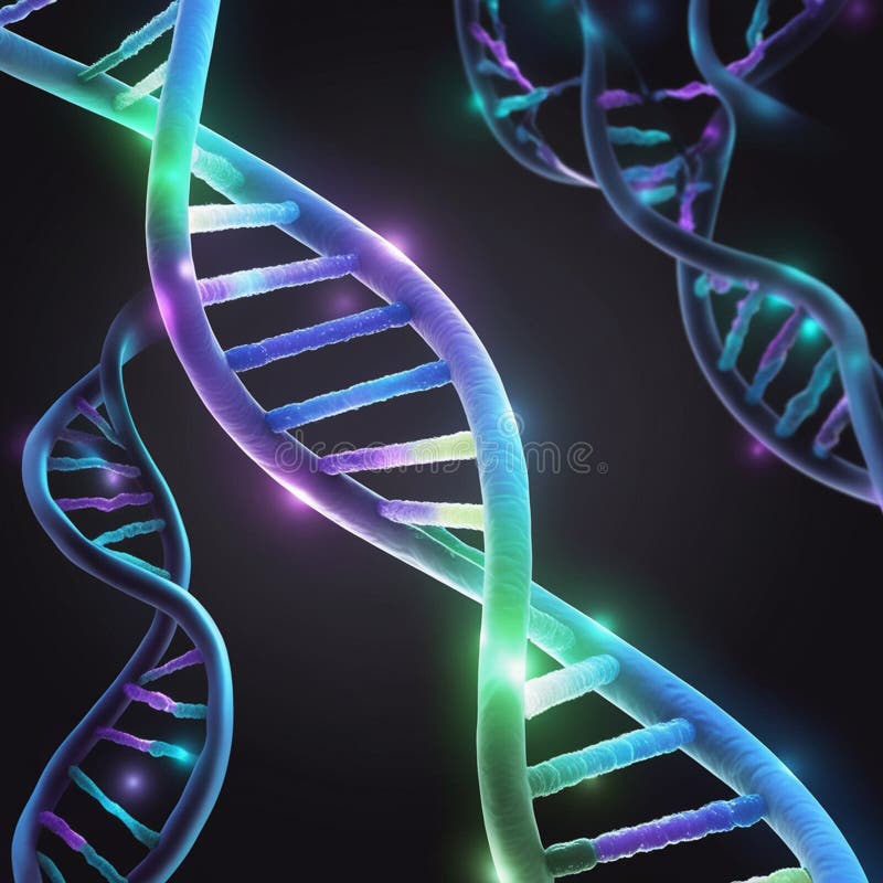 Neon DNA Structure. Long Structure Stock Illustration - Illustration of ...