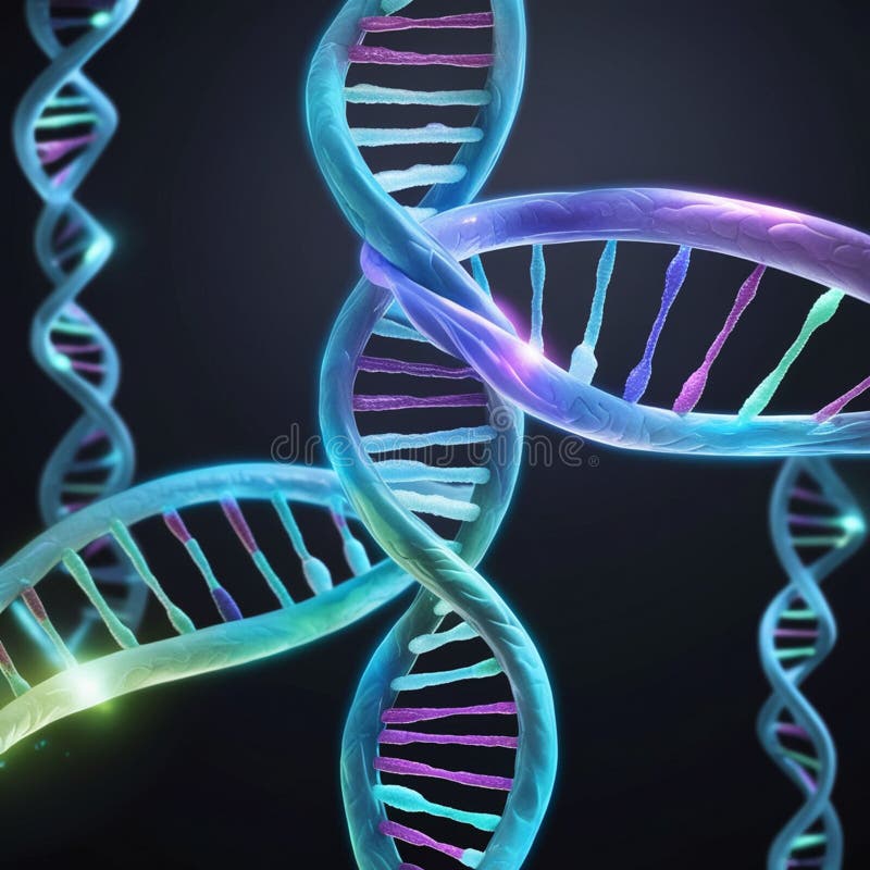 Neon DNA Structure. Long Structure Stock Illustration - Illustration of ...