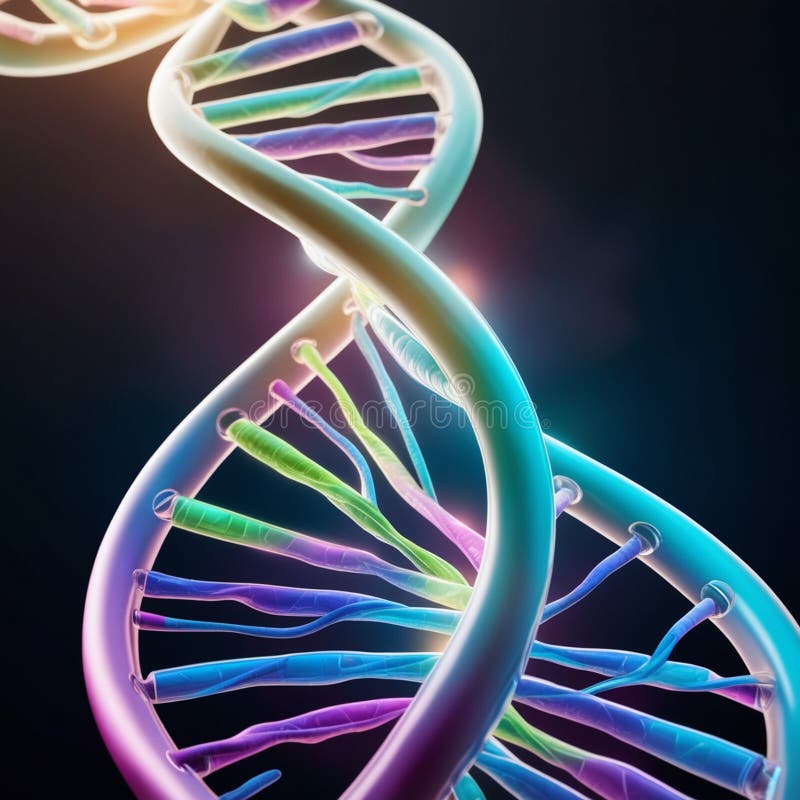 Neon DNA Structure. Long Structure Stock Illustration - Illustration of ...