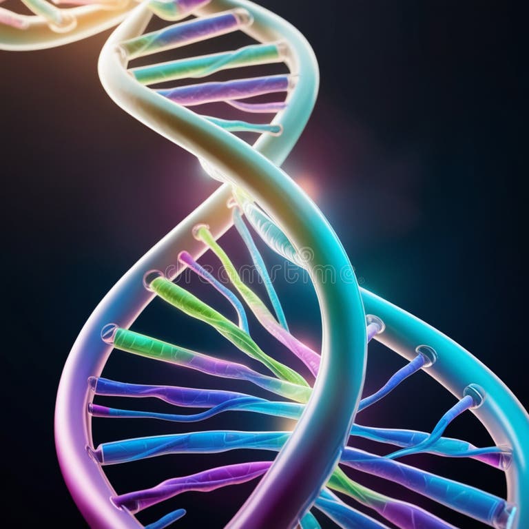 Neon DNA Structure. Long Structure Stock Illustration - Illustration of ...