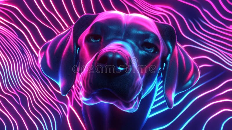 Neon Dog Pattern 3d Background.Generative AI Illustration Stock ...