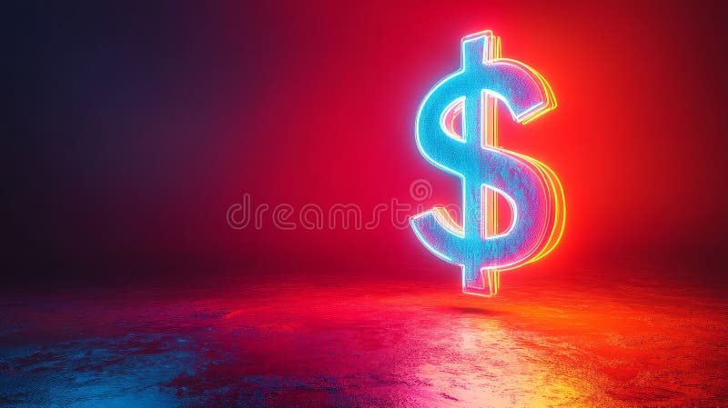 Neon Dollar Symbol Glowing Dark Space Stock Photos - Free & Royalty ...