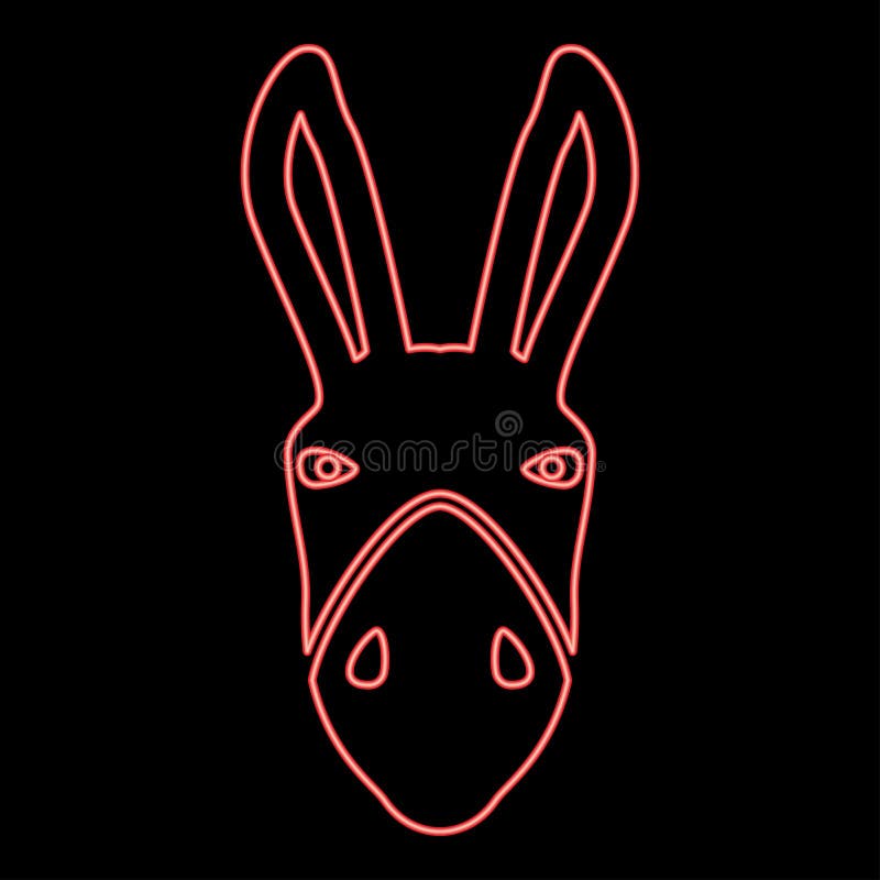 Neon Donkey Head Silhouette Red Color Vector Illustration Image Flat ...