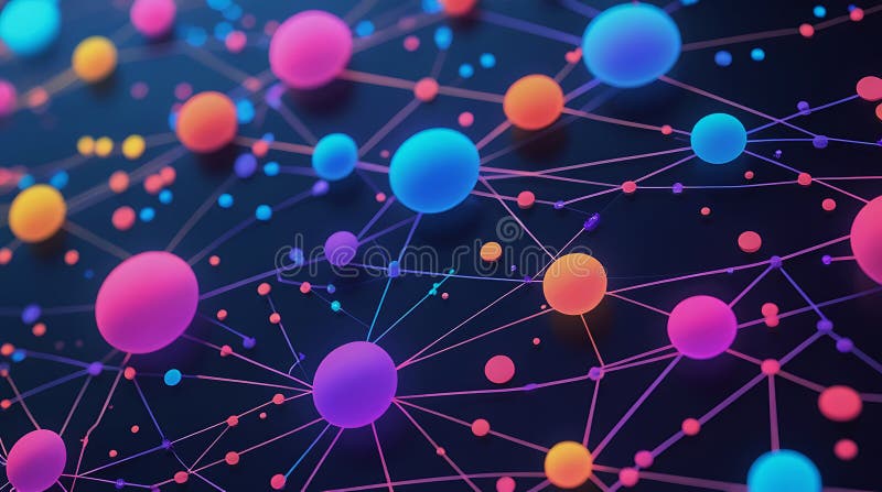 A Neon Dot Constellation in the Digital Void. Stock Illustration ...