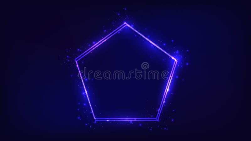Neon Double Frame with Shining Effects Stock Vector - Illustration of ...
