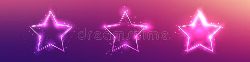 Neon Double Frame in Star Form with Shining Effects Stock Vector ...