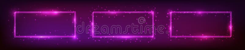 Neon Double Rectangular Frame with Shining Effects Stock Vector ...