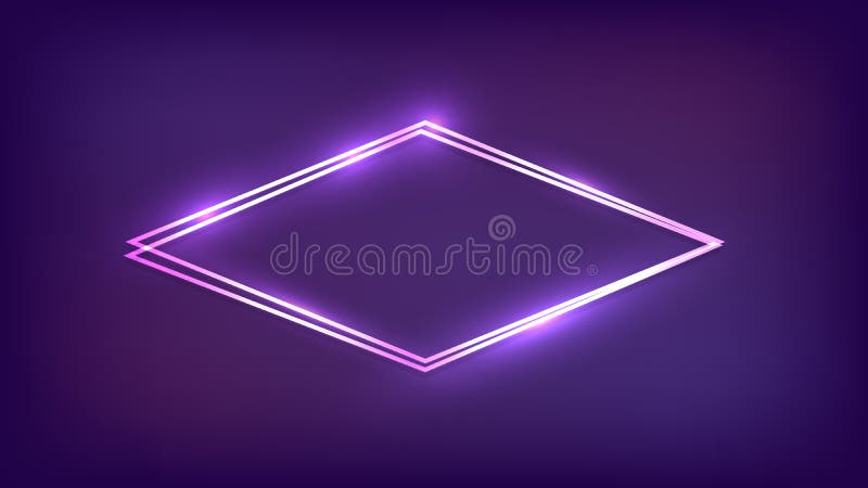 Neon Rhombus Frame with Shining Effects Stock Vector - Illustration of ...