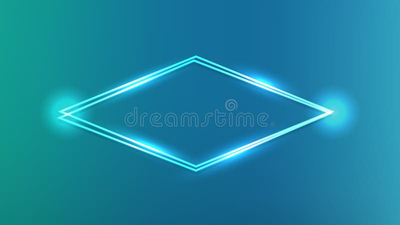 Neon Double Rhombus Frame with Shining Effects Stock Vector ...