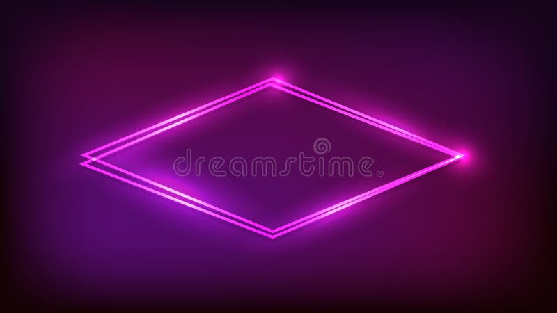 Neon Rhombus Frame with Shining Effects Stock Vector - Illustration of ...