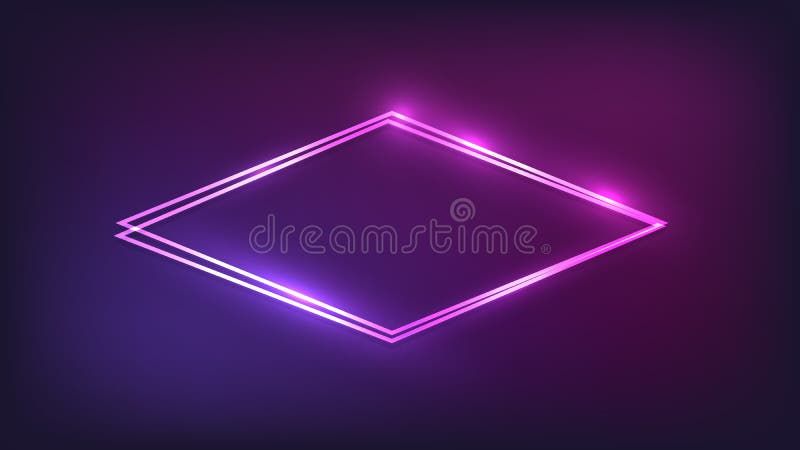 Neon Rhombus Frame with Shining Effects Stock Vector - Illustration of ...