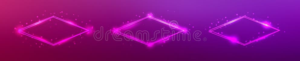 Neon Double Rhombus Frame with Shining Effects Stock Vector ...