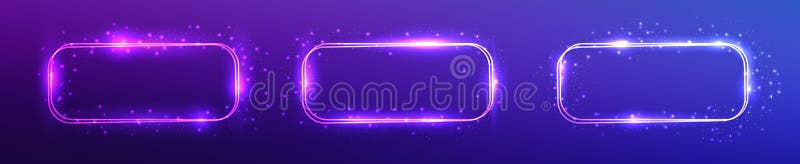 Neon Double Rounded Rectangular Frame with Shining Effects Stock Vector - Illustration of flyer ...