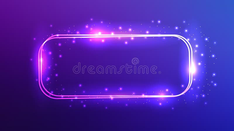Neon Double Rounded Rectangular Frame with Shining Effects and Sparkles Stock Vector ...
