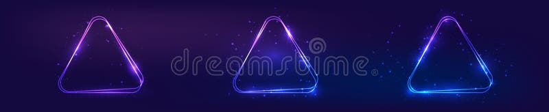 Neon Double Rounded Triangle Frame with Shining Effects Stock Vector ...