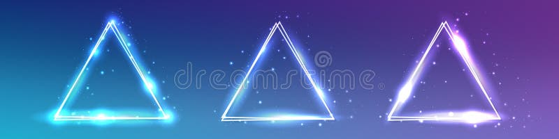 Neon Double Triangular Frame with Shining Effects Stock Vector ...