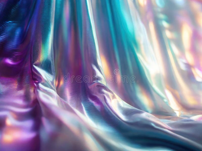 Neon Drape Fabric Background. Holographic Abstract Texture Gradient ...