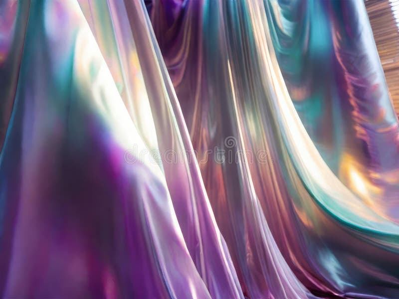 Neon Drape Fabric Background. Holographic Abstract Texture Gradient ...