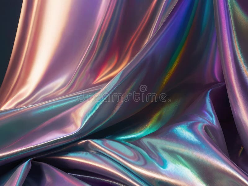 Neon Drape Fabric Background. Holographic Abstract Texture Gradient ...