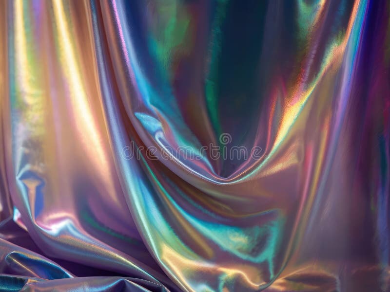 Neon Drape Fabric Background. Holographic Abstract Texture Gradient ...