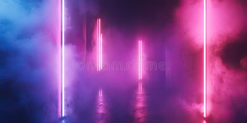 Neon Dreamscape: a Vaporous Chamber Illuminated by Vivid Pink and Blue ...