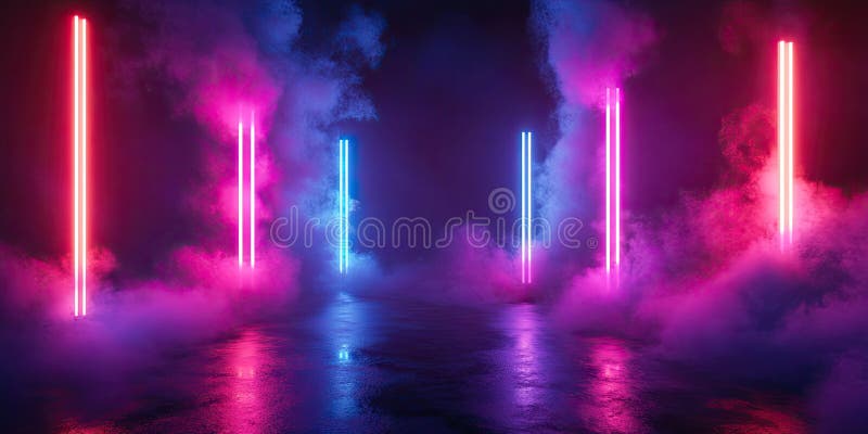 Neon Dreamscape: a Vaporous Chamber Illuminated by Vivid Pink and Blue ...