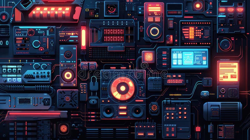 Neon-Drenched Cyberpunk Elements Stock Image - Image of virtual ...