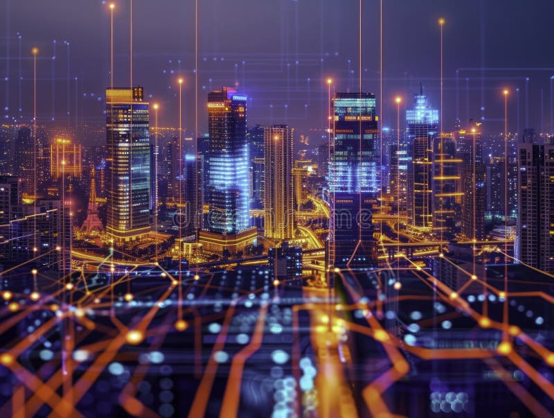 In a Neon Drenched Future Smart Cities Thrive on Renewable Energy Brain ...